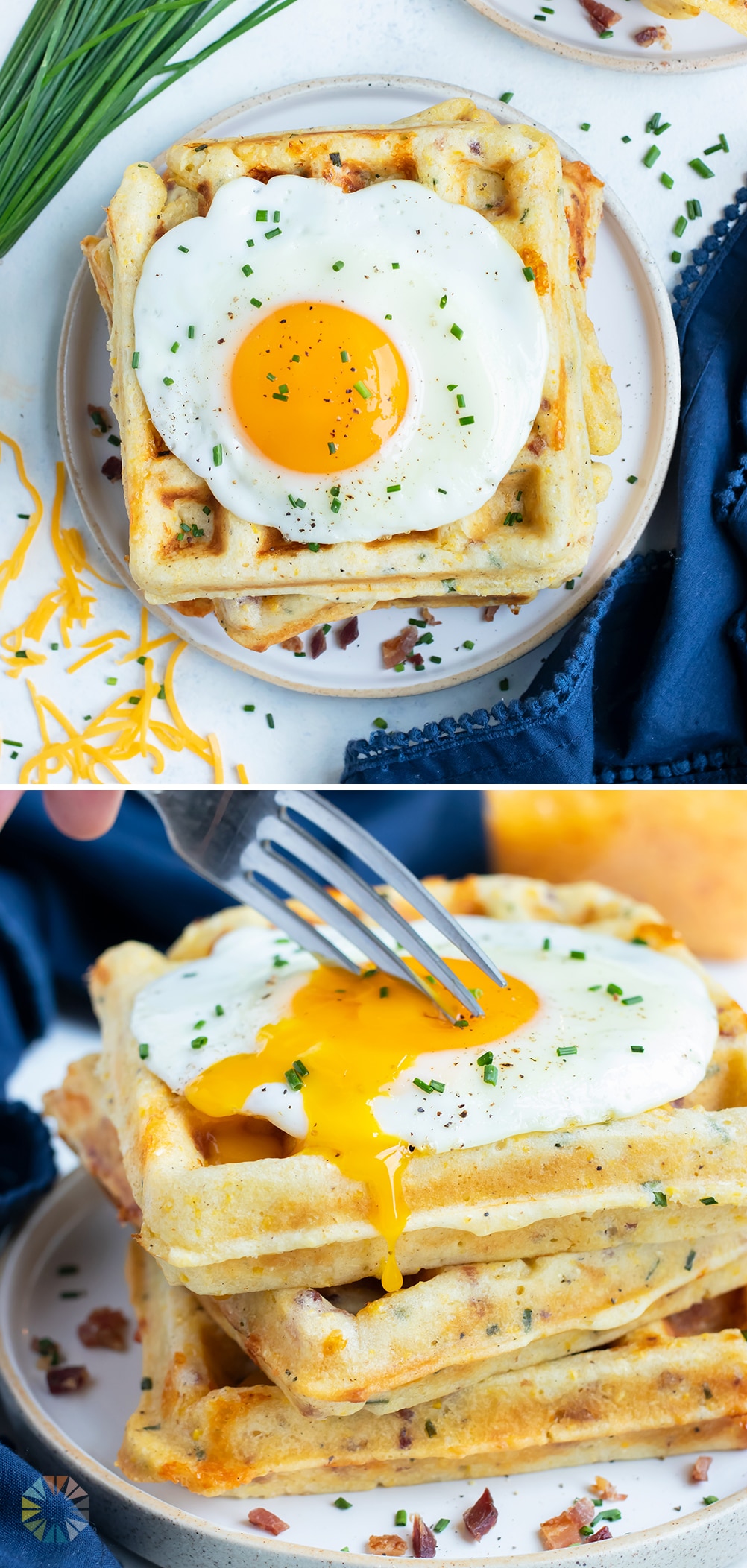 Savory Waffles Recipe (Bacon, Cheddar & Chives) - Evolving Table