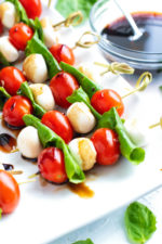 Easy Caprese Skewers with Balsamic Glaze - Evolving Table
