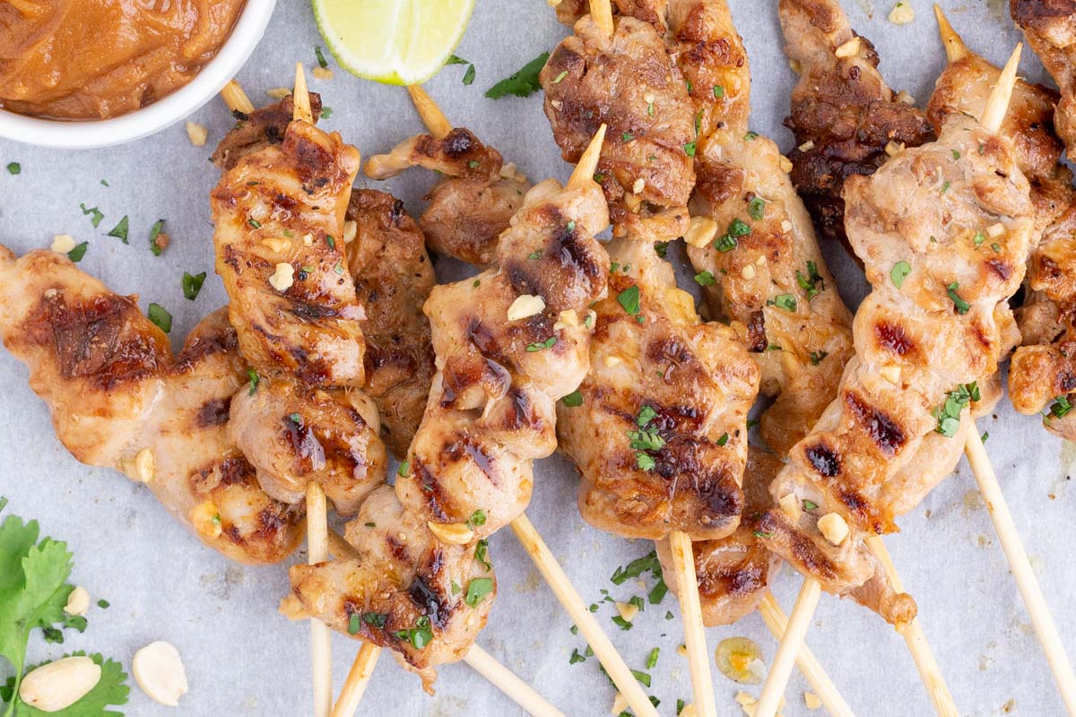 Chicken Satay with Peanut Dipping Sauce - Evolving Table