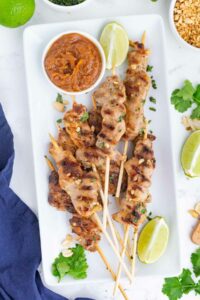 Chicken Satay with Peanut Dipping Sauce - Evolving Table