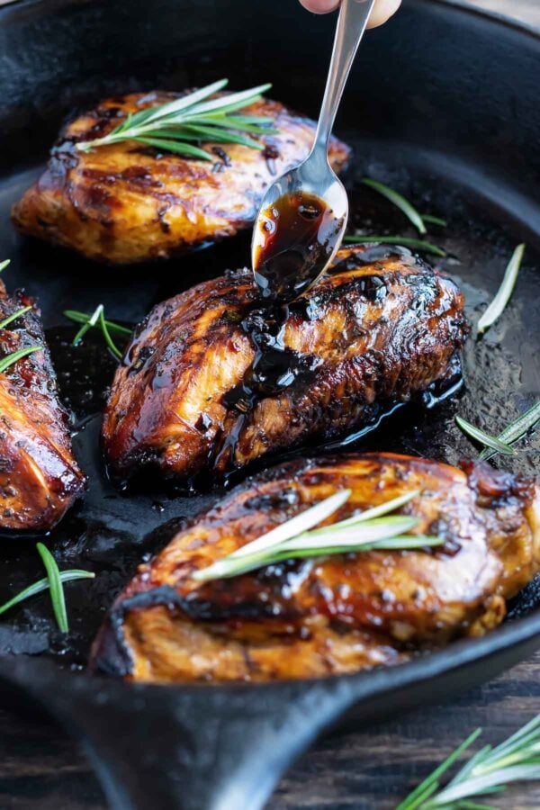 Honey Balsamic Chicken (Cast-Iron Seared with Rosemary Glaze!)