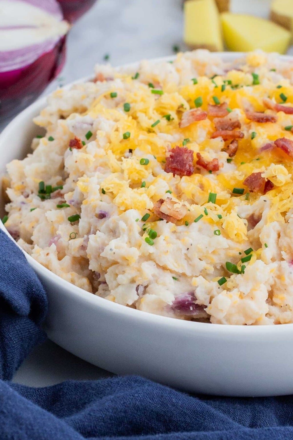Mashed Potatoes with Bacon and Cheese - Evolving Table