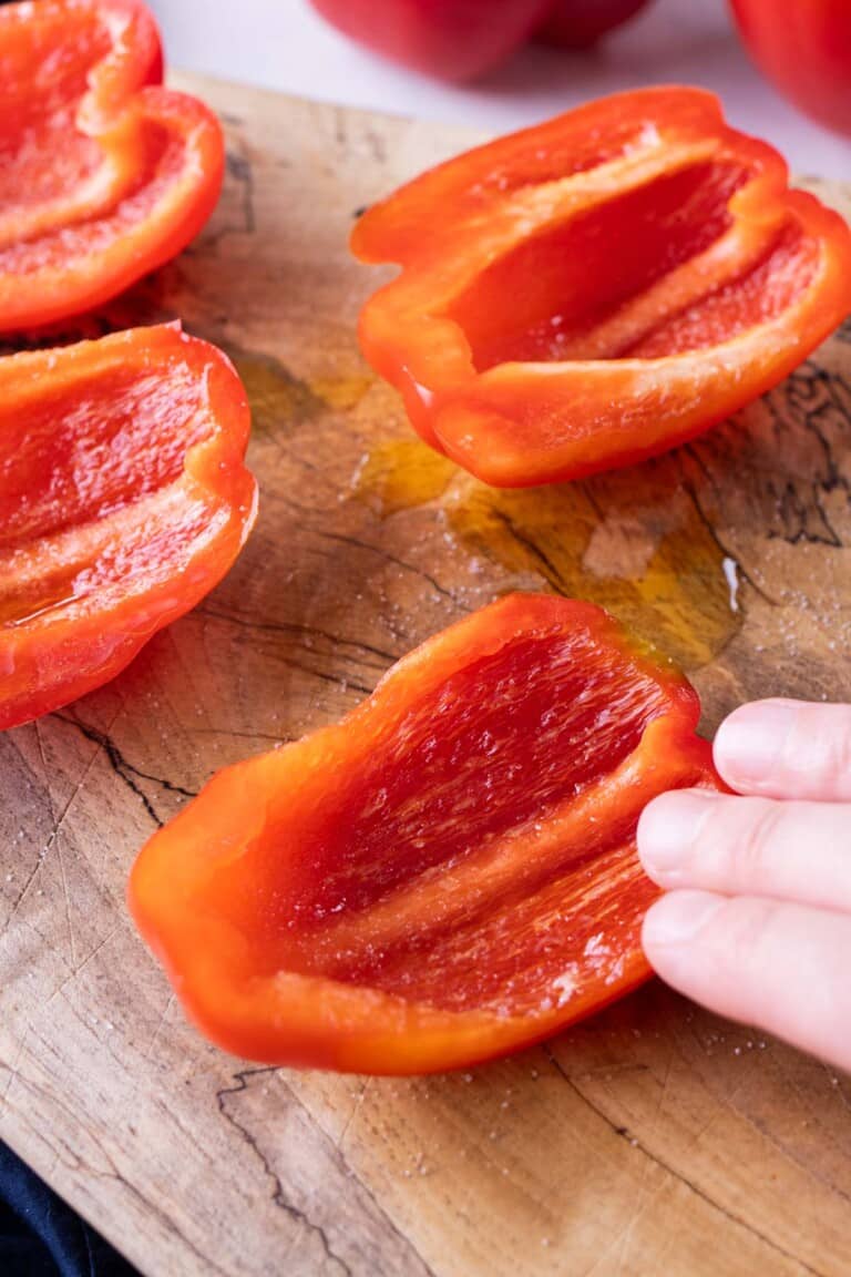 Air Fryer Roasted Red Peppers - Evolving Table