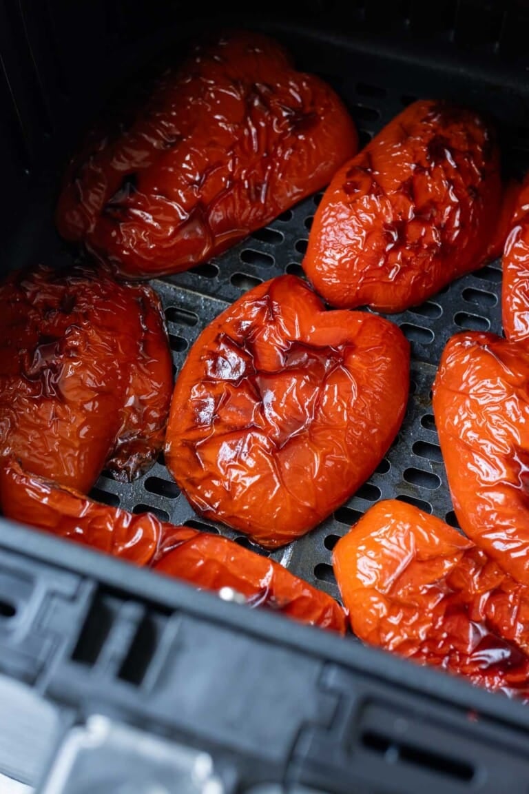 Air Fryer Roasted Red Peppers - Evolving Table