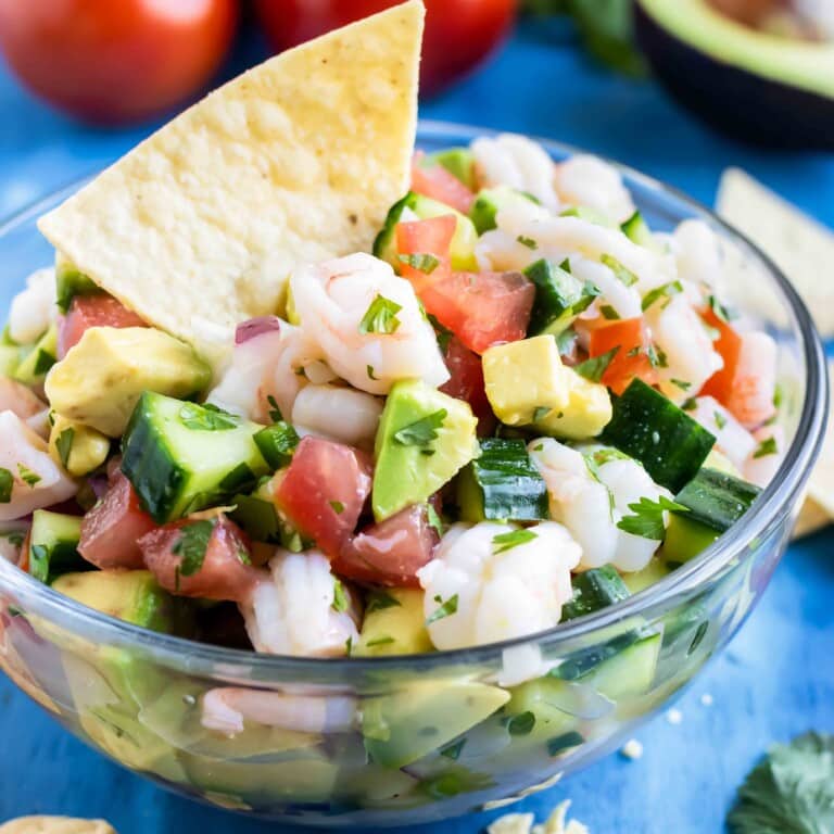Easy Shrimp Ceviche Recipe with Avocado - Evolving Table