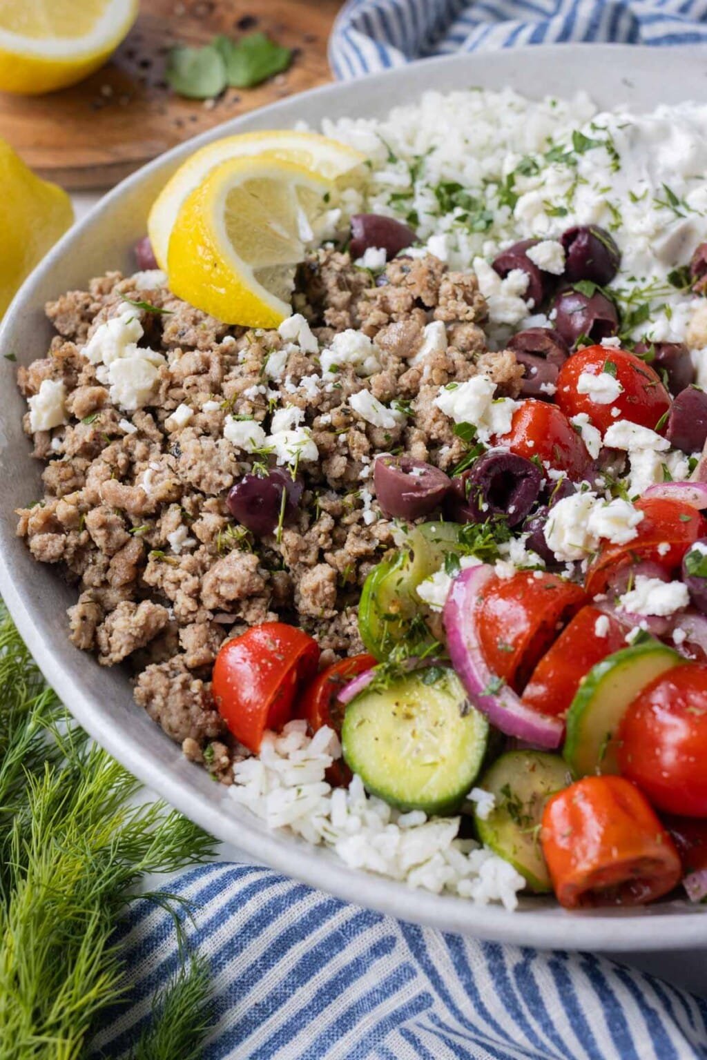 Greek Ground Turkey Rice Bowls - Evolving Table