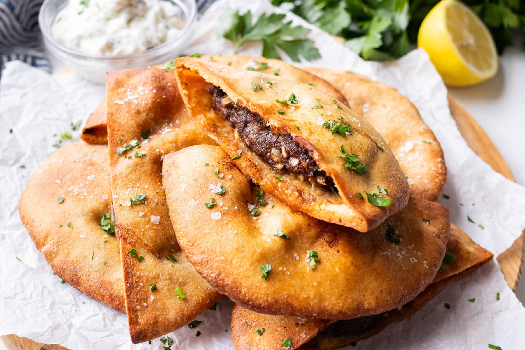 Arayes (Crispy Meat Stuffed Pitas) - Evolving Table